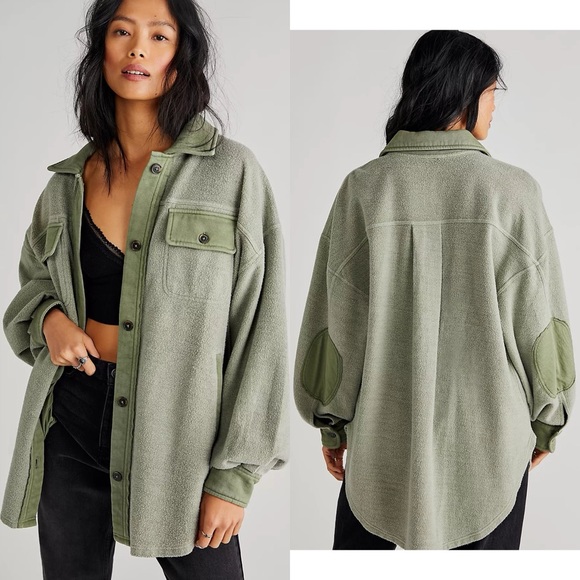 Free People | Jackets & Coats | Nwt Free People Ruby Jacket Jaded Sage Green Soft Shacket ...